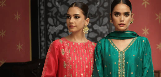 ZAAVIAY-Arzish Collection Vol 2 | Hand Embroidery Kora, Zari Gota Suit – Zaaviay Global